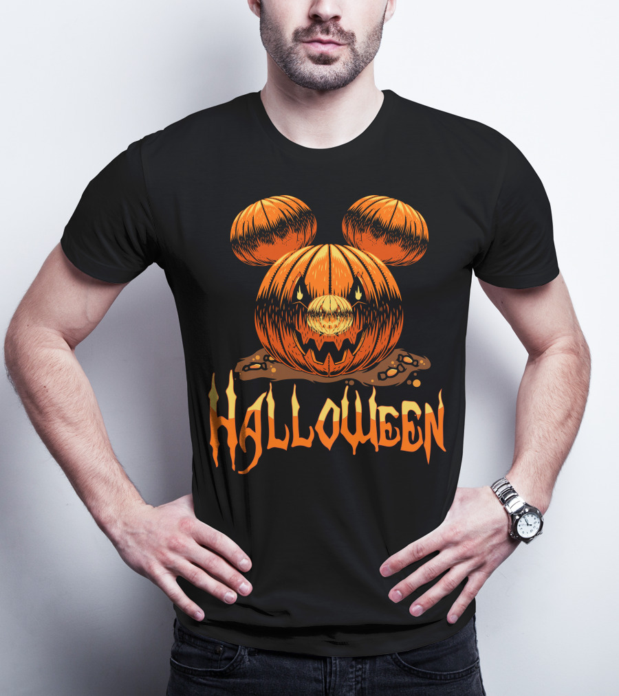 Halloween Pumpkin Mickey Ears T-Shirt