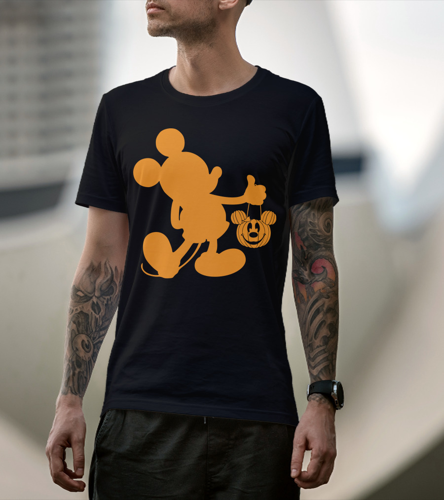 Mickey Mouse Halloween Pumpkin Silhouette T-Shirt