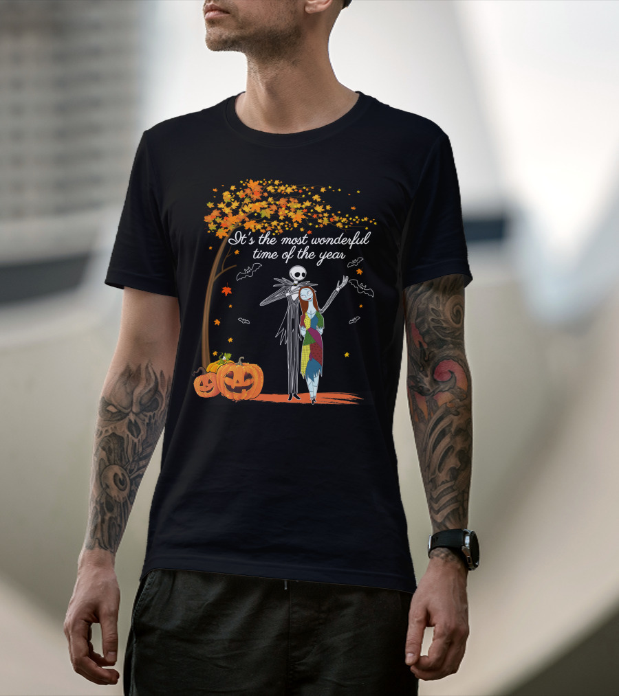 It's The Most Wonderful Time Of The Year Jack Pumpkins And Autumn Leaves T-Shirt
