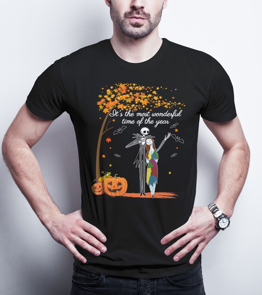 It's The Most Wonderful Time Of The Year Jack Pumpkins And Autumn Leaves T-Shirt