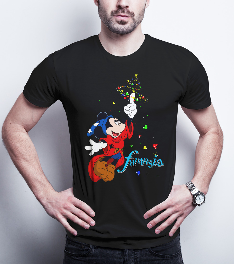 Fantasia Merry Christmas 110 Disney Mickey Mouse Sorcerer Iconic Classic T-Shirt