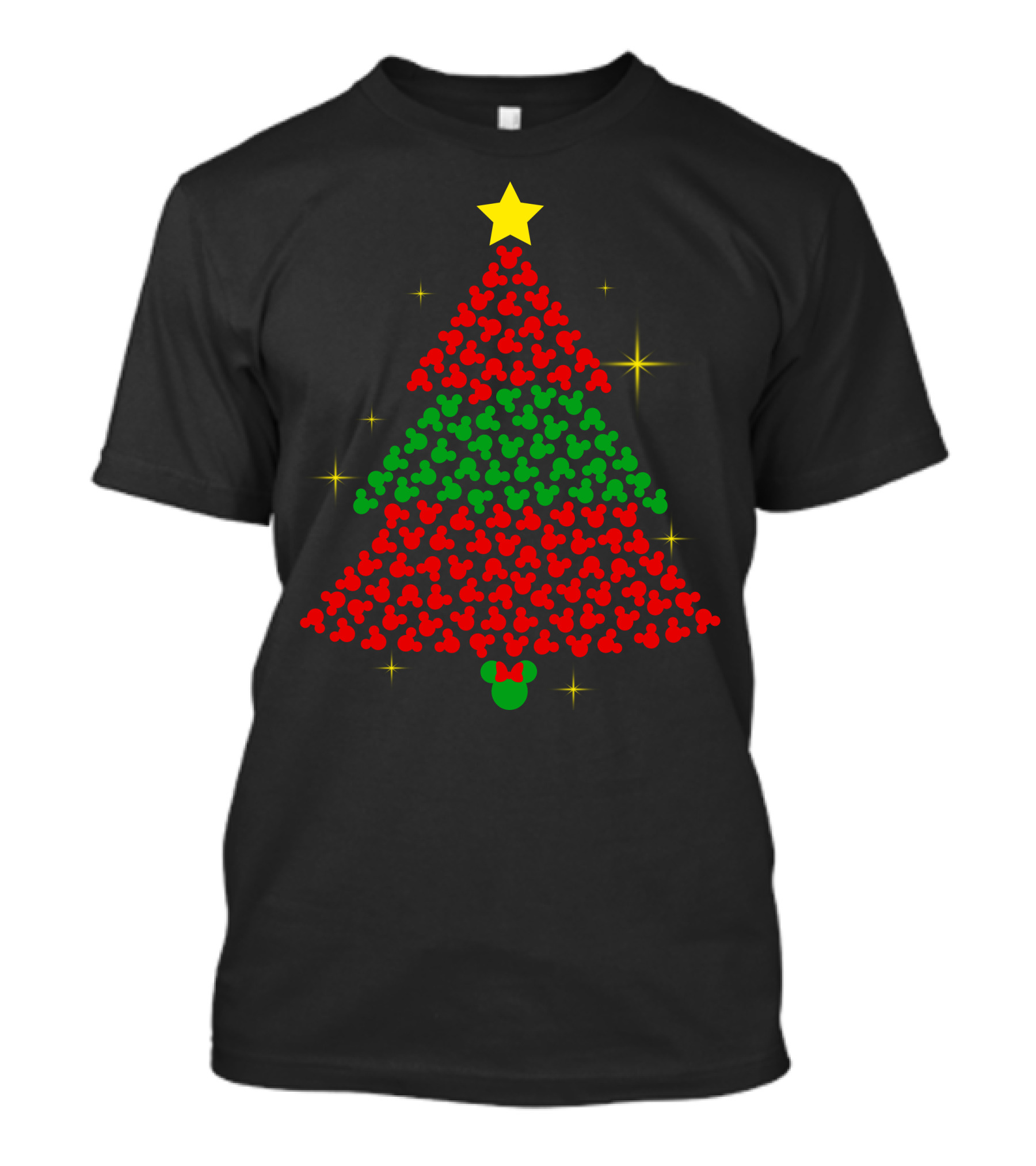 Mickey Christmas Tree With Star And Sparkles T-Shirt