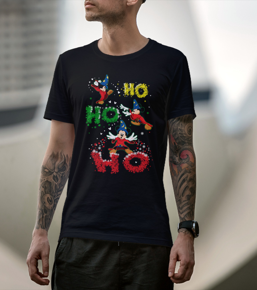 Merry Christmas 57 Mickey Mouse Fantasia Sorcerer's Apprentice Ho Ho Ho T-Shirt