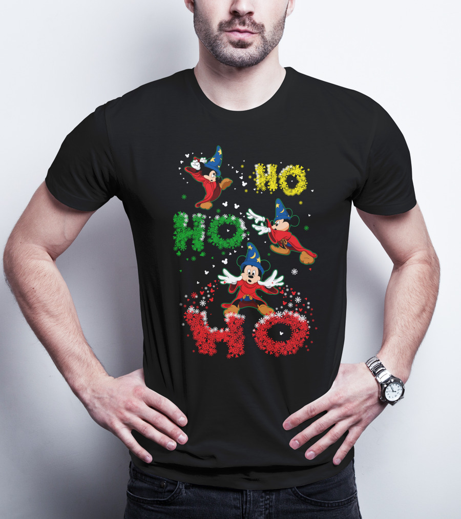 Merry Christmas 57 Mickey Mouse Fantasia Sorcerer's Apprentice Ho Ho Ho T-Shirt