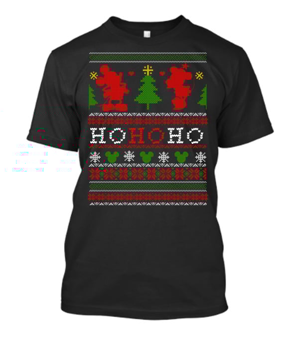 Merry Christmas 62 Ho Ho Ho Ugly Sweater Red Green Mickey Tree T-Shirt