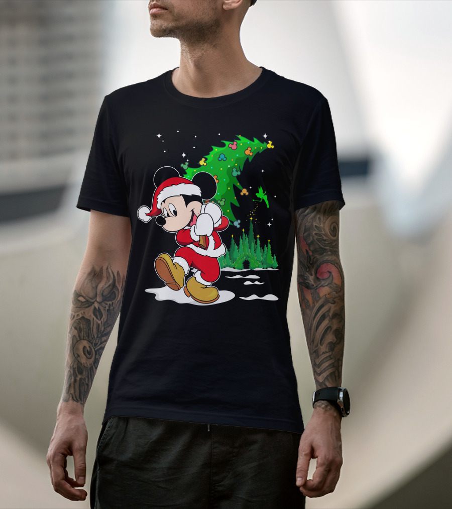 Merry Christmas Mickey Mouse Santa Magic Disney Tree T-Shirt