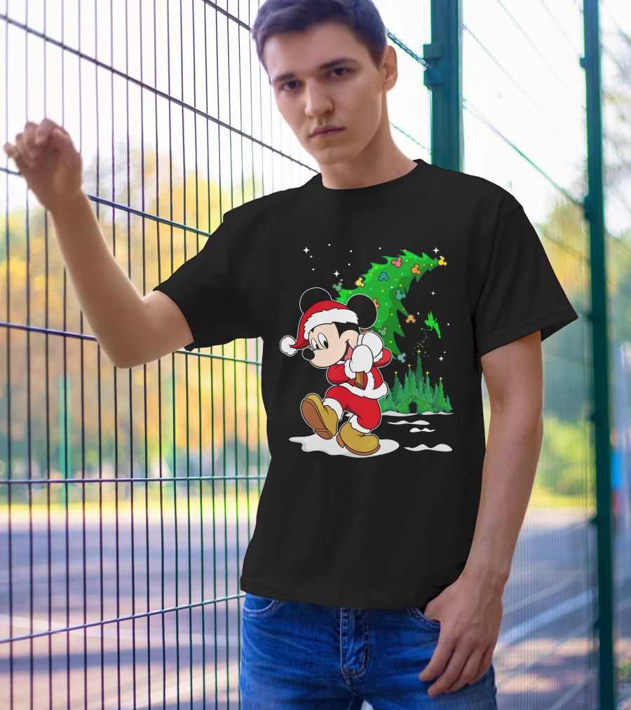 Merry Christmas Mickey Mouse Santa Magic Disney Tree T-Shirt
