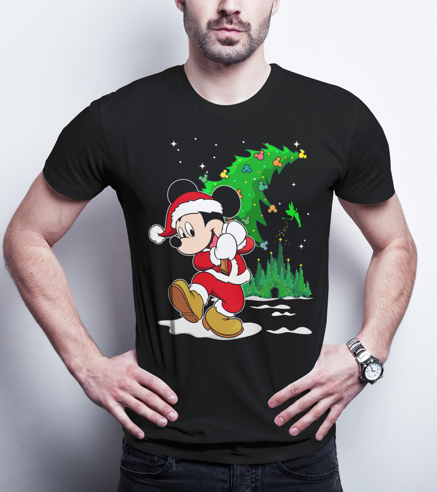 Merry Christmas Mickey Mouse Santa Magic Disney Tree T-Shirt