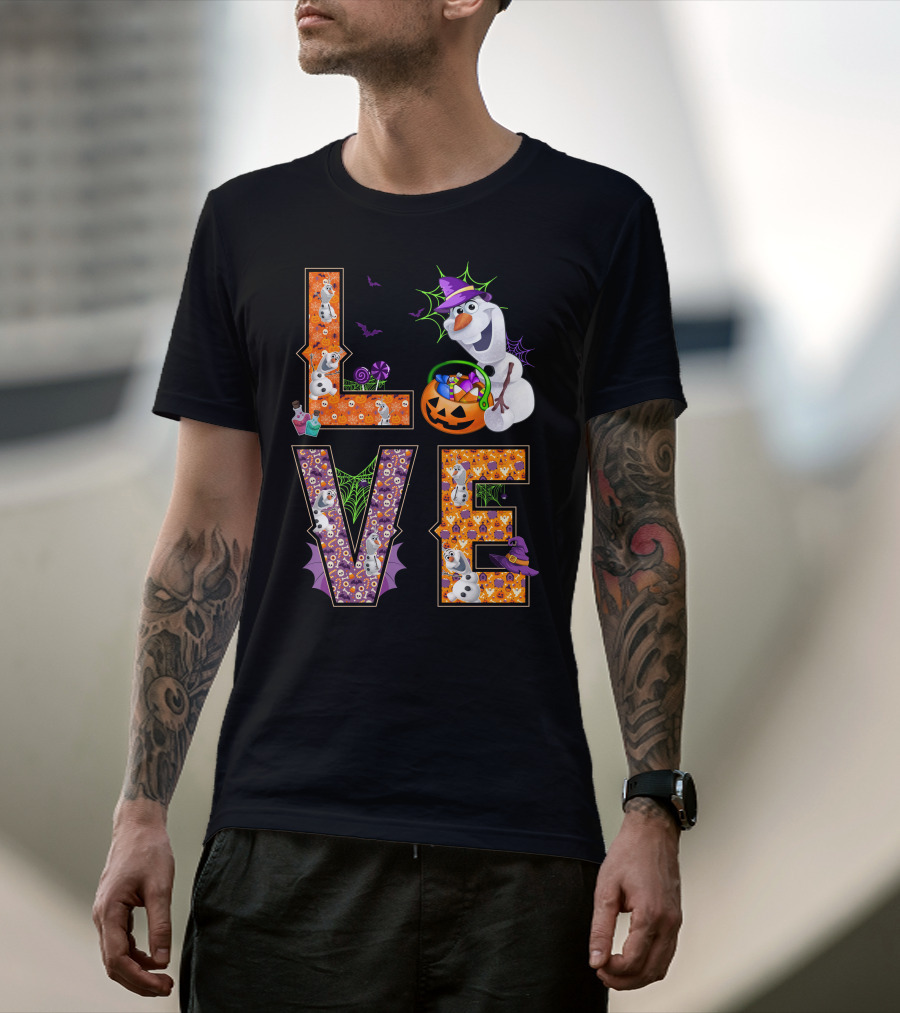 Love Halloween Olaf Candy Pumpkin Frozen Theme T-Shirt