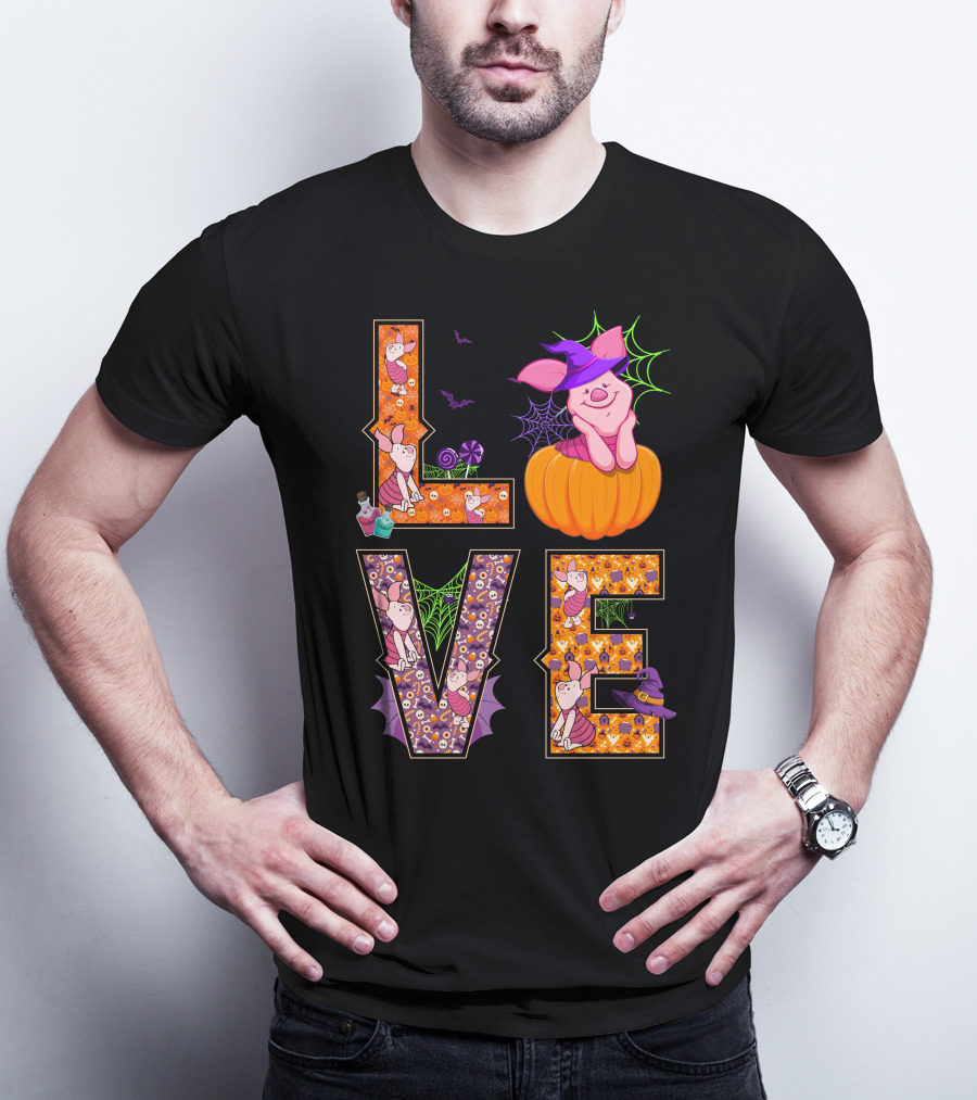 Love Piglet Halloween Pumpkin Costume Spiderwebs Potions T-Shirt