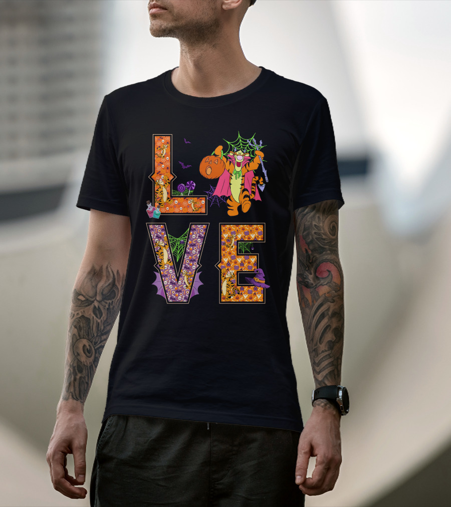 Tigger Halloween Love Pumpkin Costume Spiderwebs T-Shirt