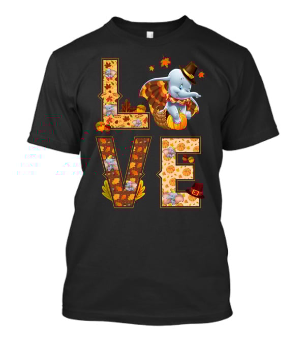Love Dumbo Thanksgiving Autumn Theme T-Shirt