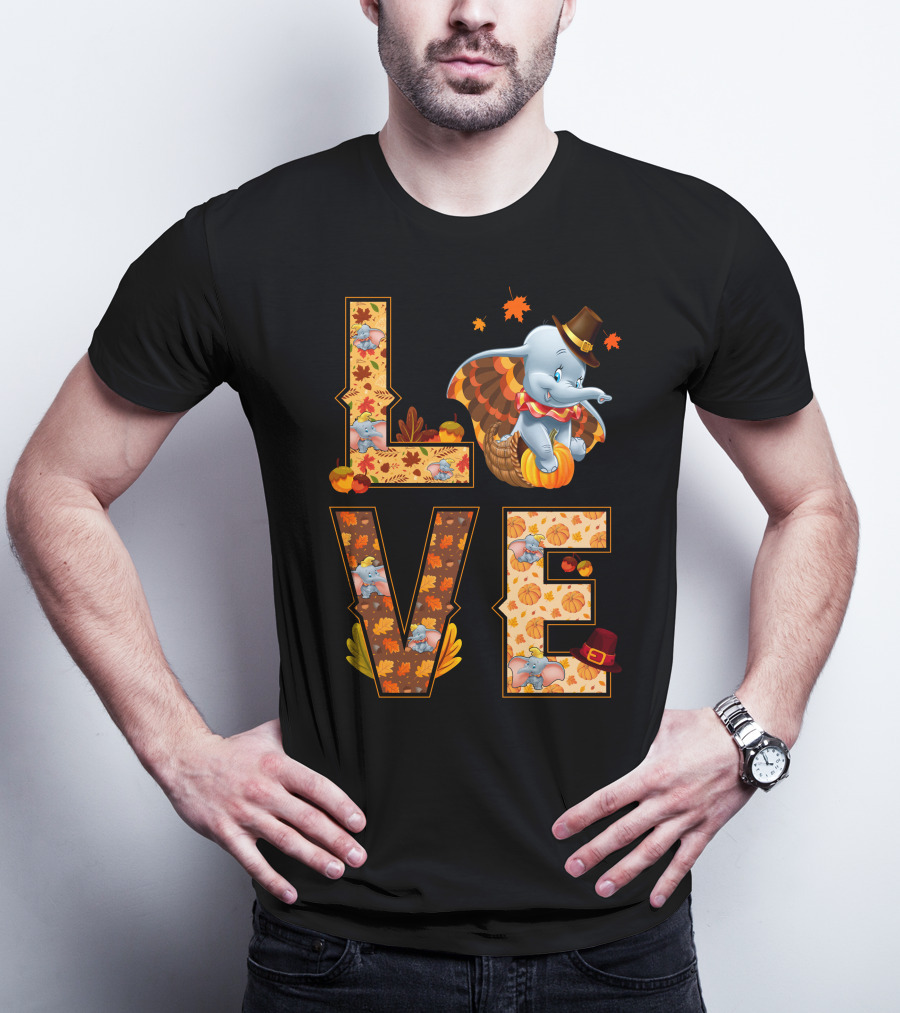 Love Dumbo Thanksgiving Autumn Theme T-Shirt