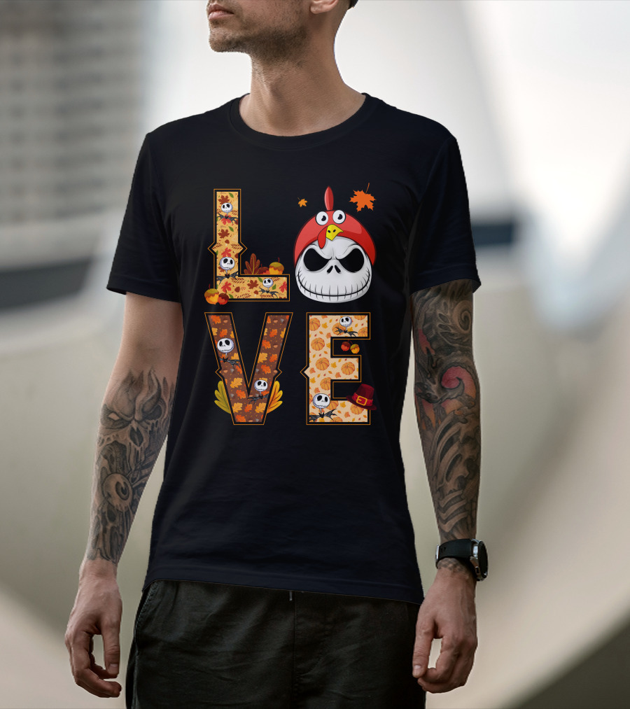 Love Jack Skellington Fall Pumpkin Thanksgiving T-Shirt