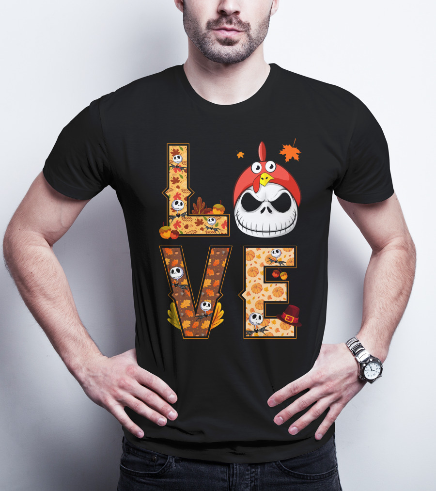 Love Jack Skellington Fall Pumpkin Thanksgiving T-Shirt