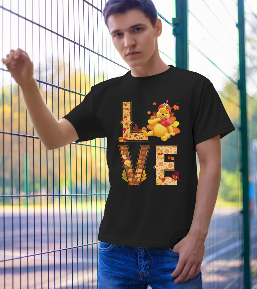 Love Pooh Fall Thanksgiving Theme T-Shirt