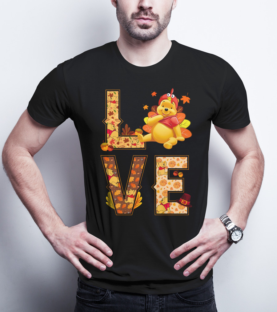 Love Pooh Fall Thanksgiving Theme T-Shirt