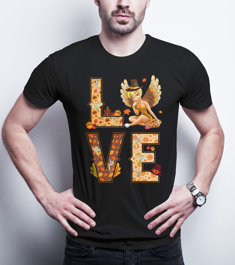 Love Tinkerbell Thanksgiving Autumn Theme T-Shirt
