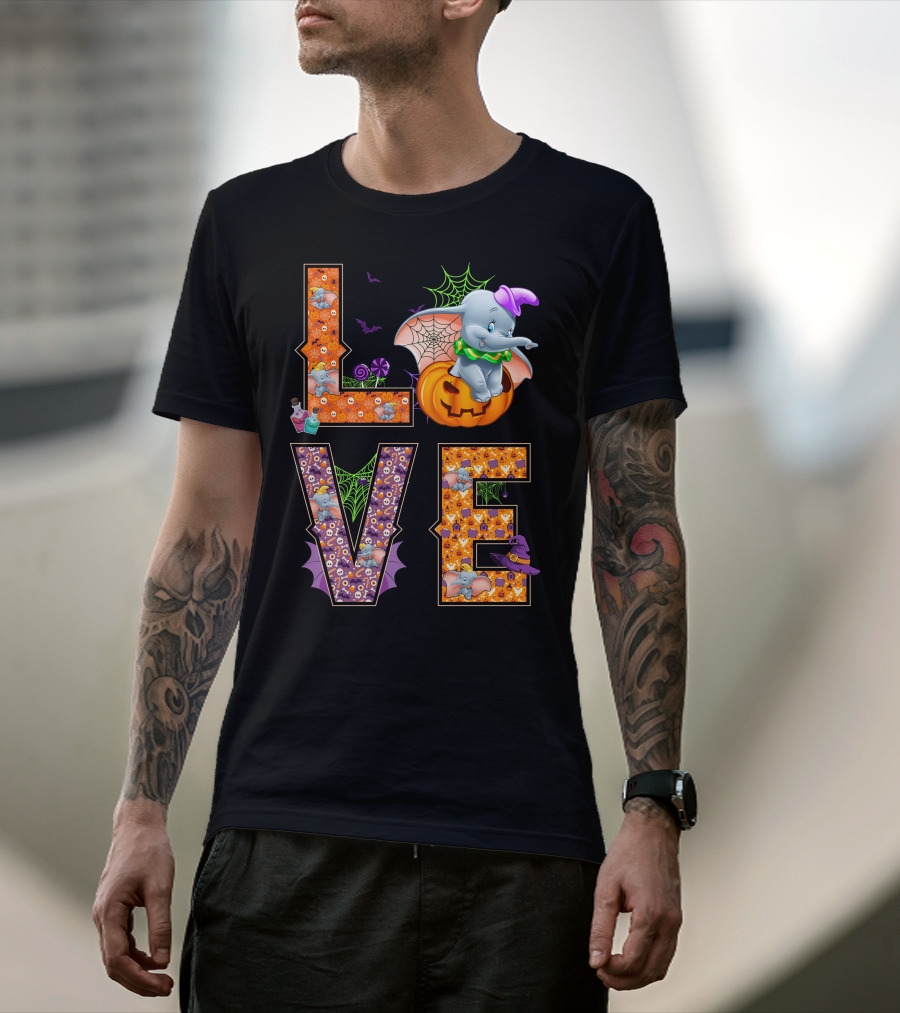 Dumbo Love Halloween Pumpkin Web Spooky Theme T-Shirt