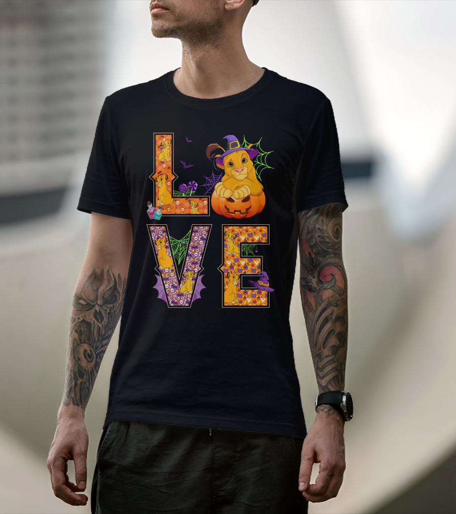 Love Halloween Simba Pumpkin Witch Hat T-Shirt