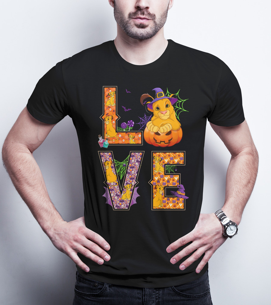 Love Halloween Simba Pumpkin Witch Hat T-Shirt