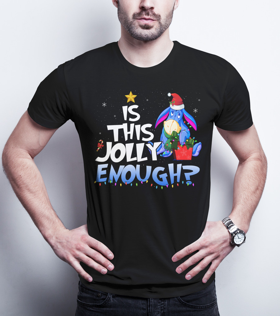 Eeyore Is This Jolly Enough Santa Christmas Lights T-Shirt
