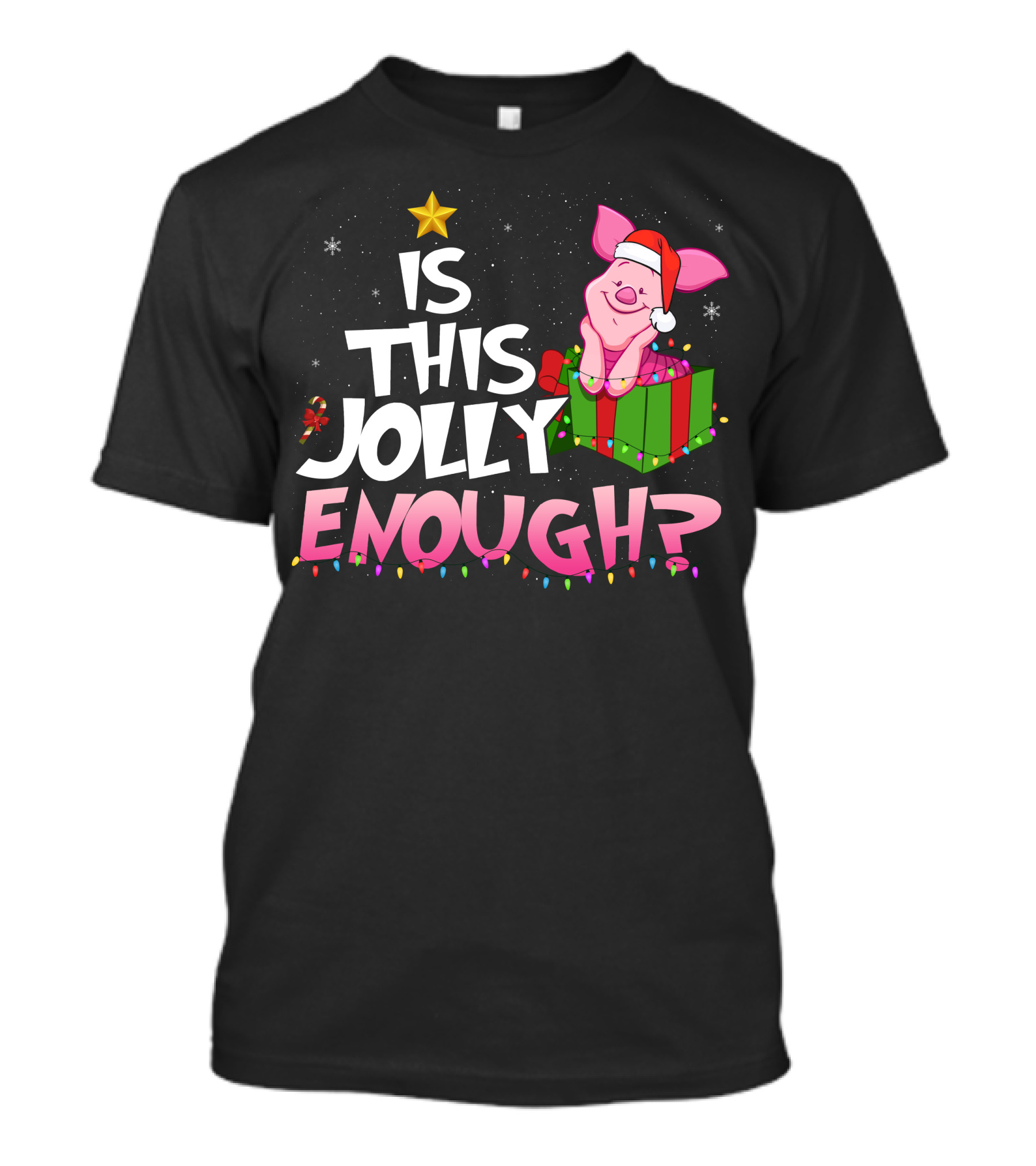 Is This Jolly Enough Piglet Christmas Santa Hat Present T-Shirt