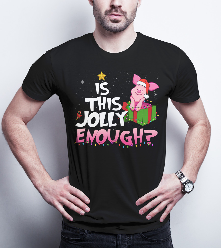 Is This Jolly Enough Piglet Christmas Santa Hat Present T-Shirt