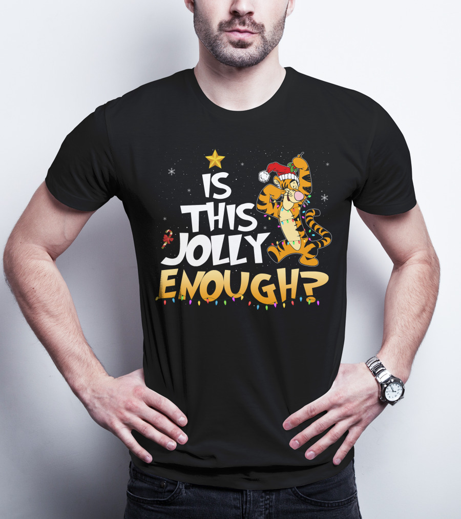 Is This Jolly Enough Tigger Christmas Santa Hat T-Shirt