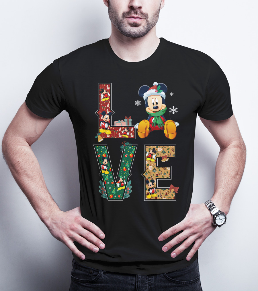 Mickey Mouse Christmas Love Holiday Festive Season T-Shirt