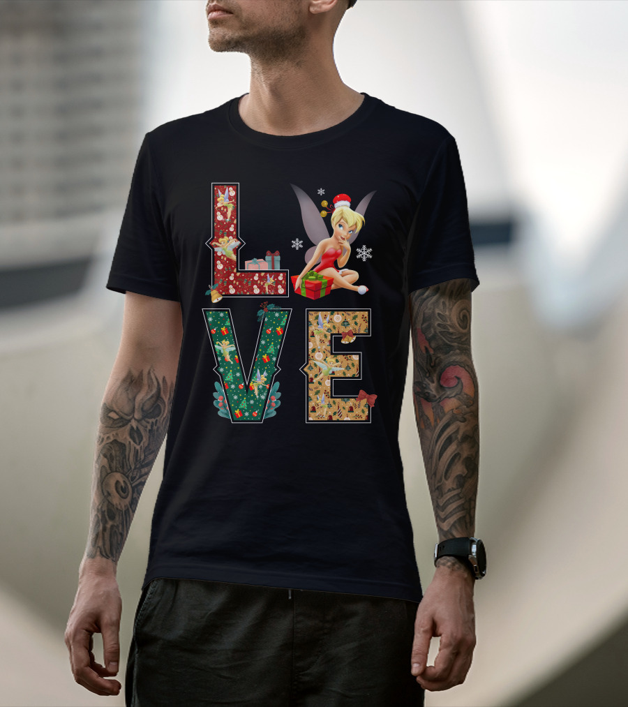 Love Tinkerbell Christmas Snowflakes Presents T-Shirt