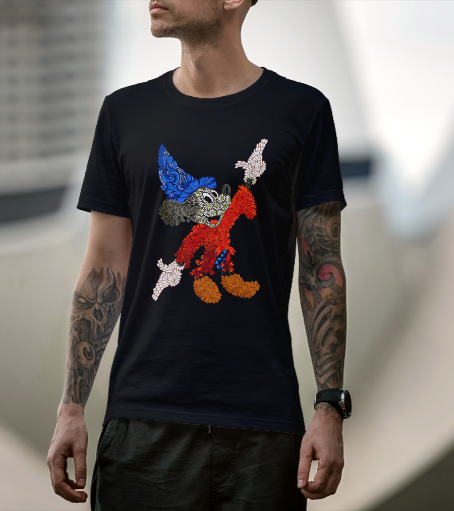 Sorcerer Mickey Floral Pattern Disney T-Shirt