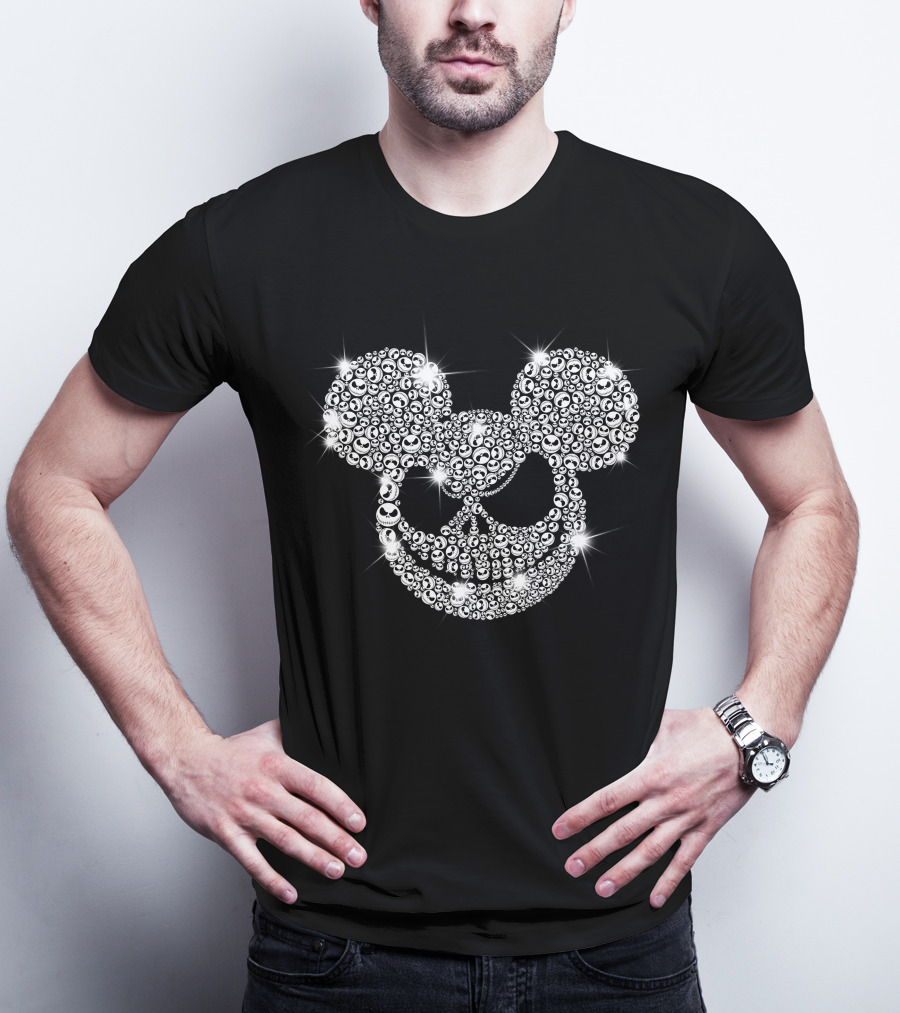 Jack Skellington Mickey Mouse Skull Crystal T-Shirt