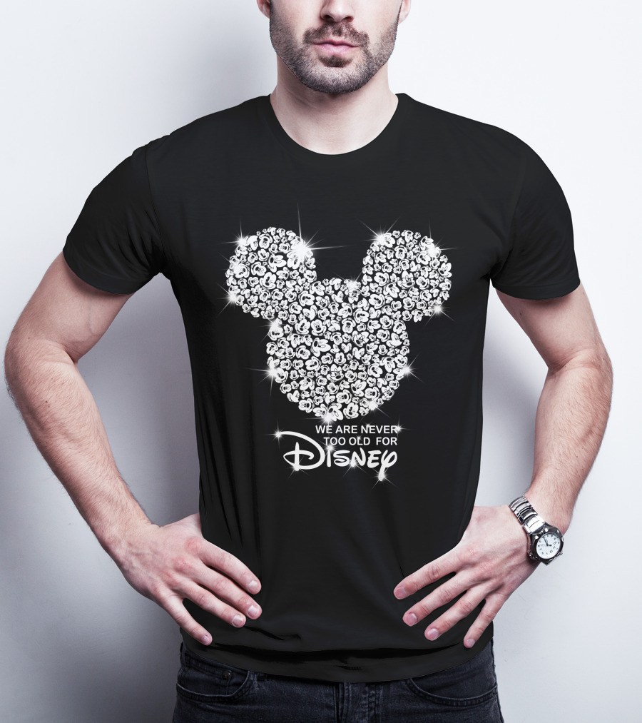 We Are Never Too Old For Disney Mickey Head Floral T-Shirt