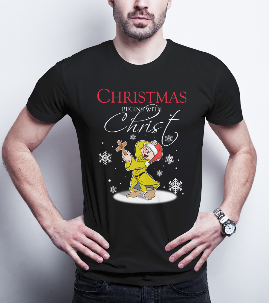 Christmas Begins With Christ Dopey Snowflakes T-Shirt