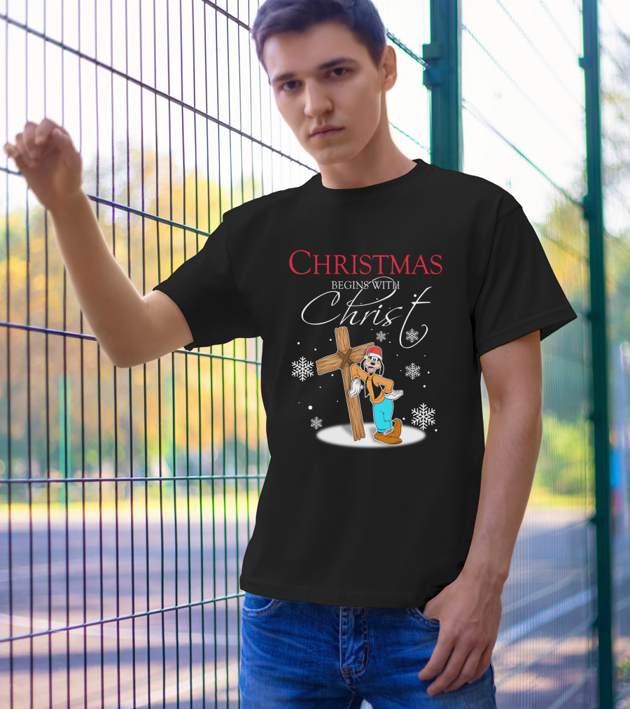 Christmas Begins With Christ Goofy Snowflakes T-Shirt