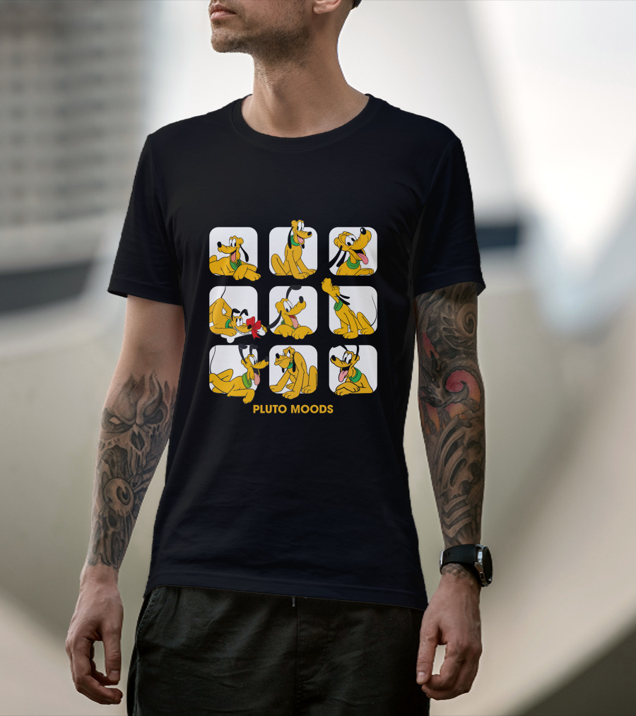Pluto Moods Cartoon Character Expressions Collection T-Shirt
