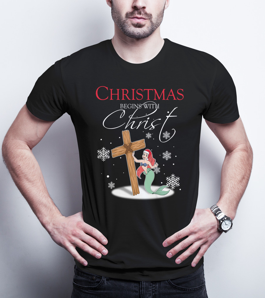 Christmas Begins With Christ Ariel T-Shirt