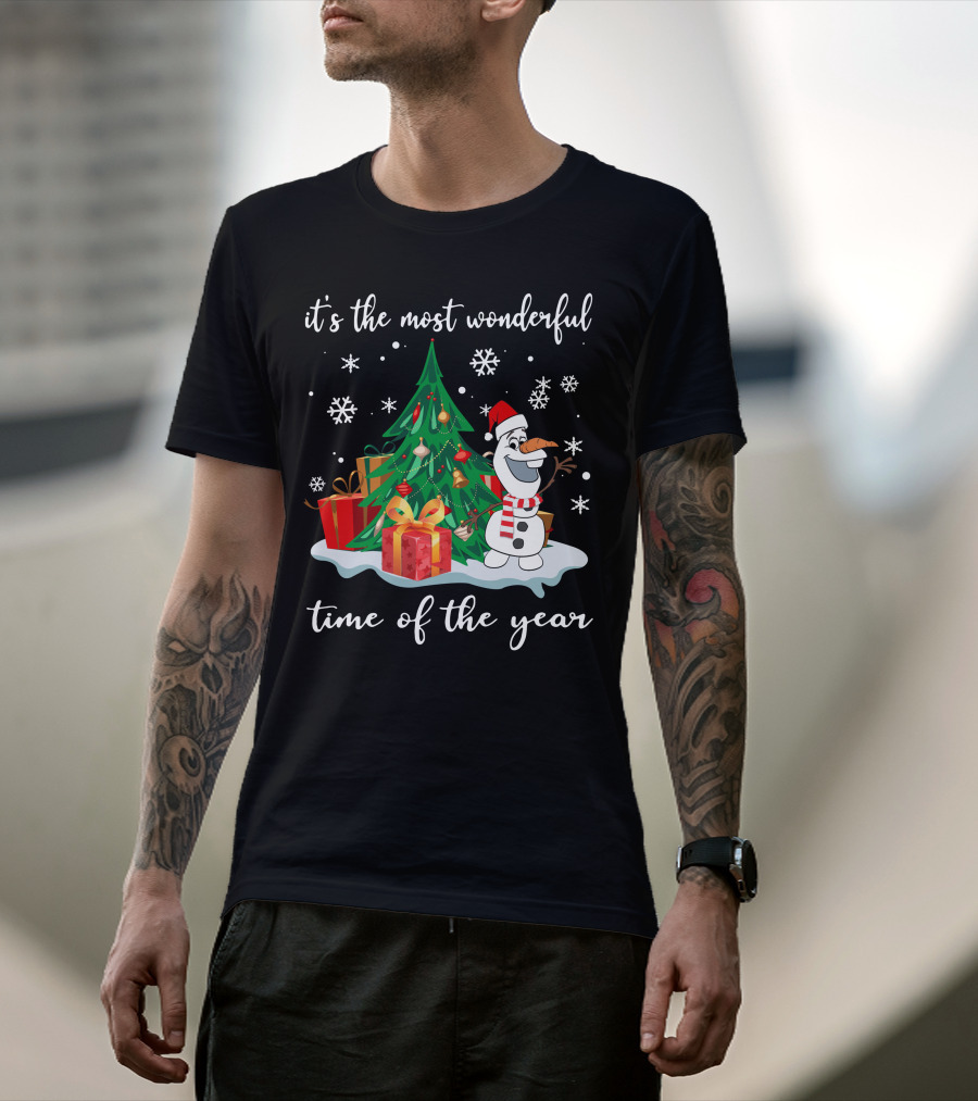 Olaf It's The Most Wonderful Time Of The Year Christmas Tree Snowman T-Shirt