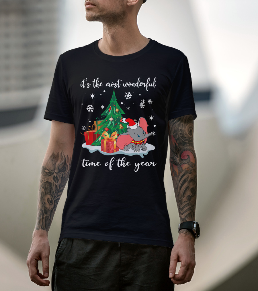 It's The Most Wonderful Time Of The Year Dumbo Christmas Tree Snowflakes T-Shirt
