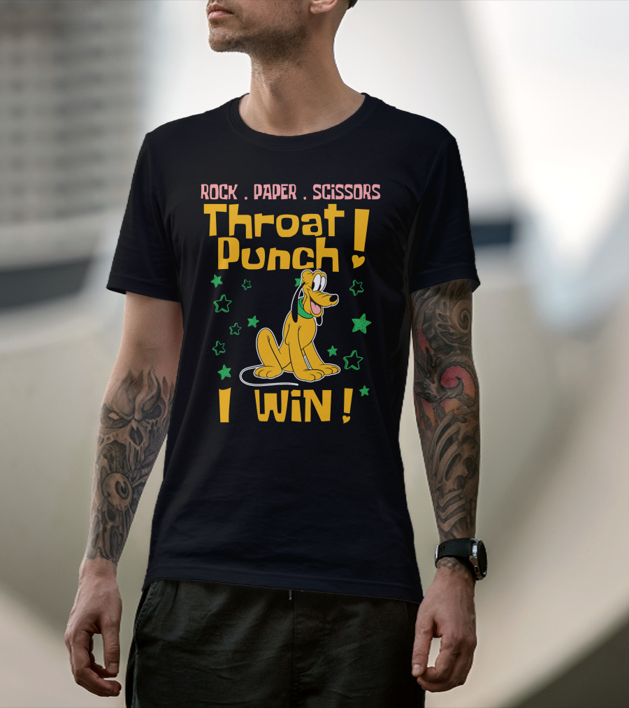Rock Paper Scissors Throat Punch I Win Pluto Stars T-Shirt
