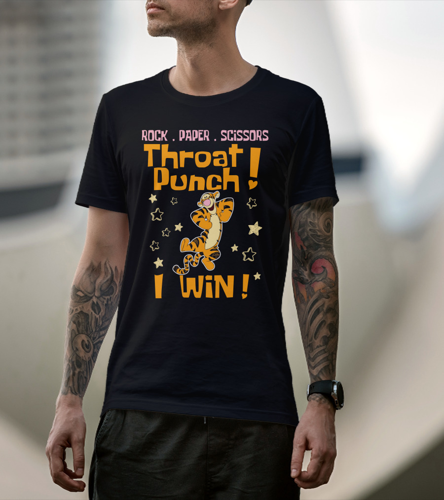 Rock Paper Scissors Throat Punch I Win Tigger T-Shirt