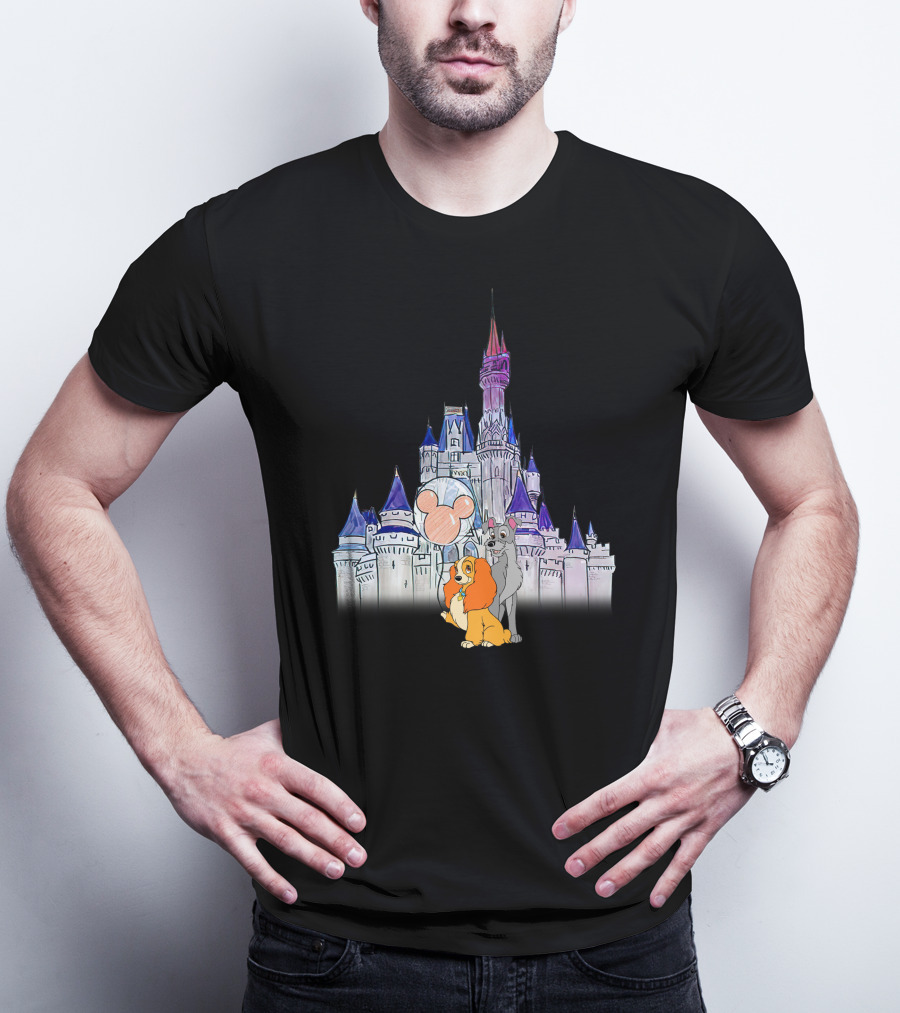 Lady And The Tramp Disney Castle Magic Balloon T-Shirt