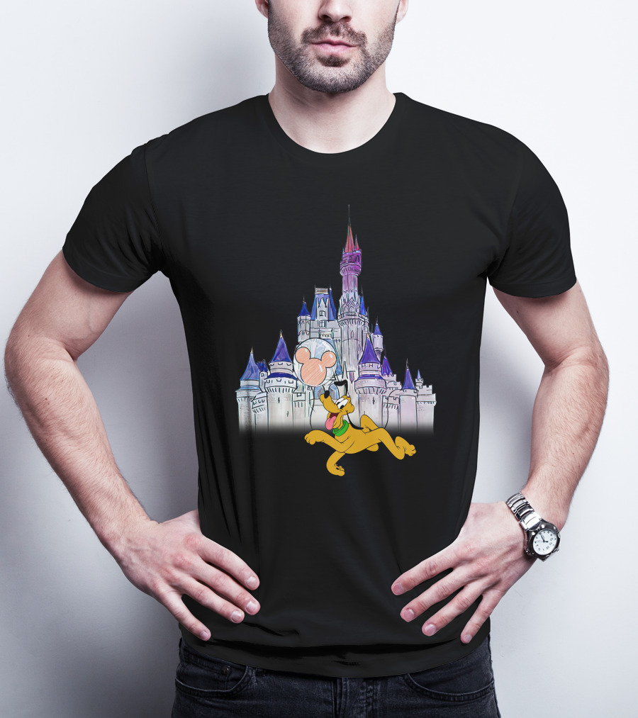 Pluto Disney Castle Mickey Balloon T-Shirt
