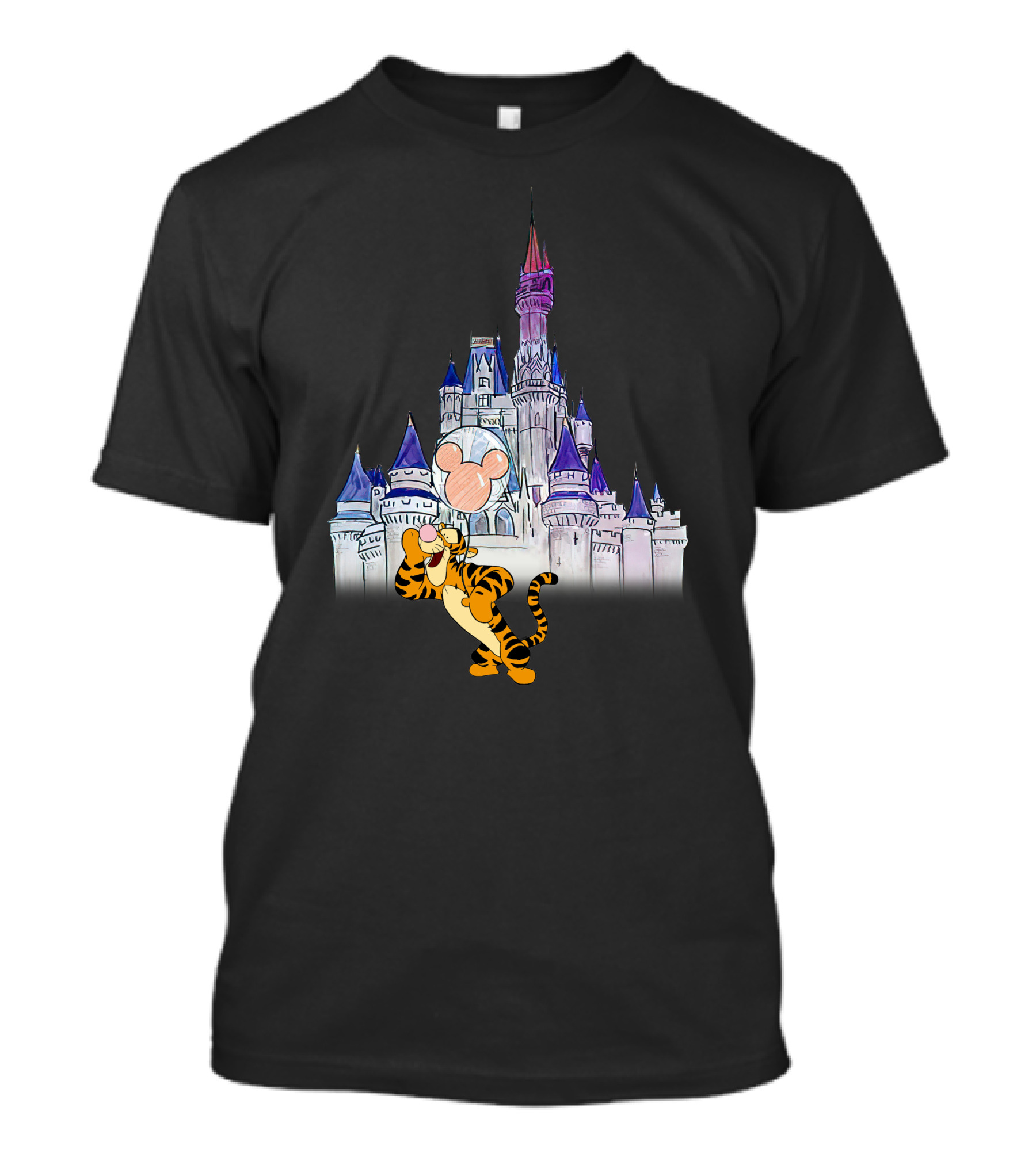 Tigger At Disney Castle With Mickey Balloon T-Shirt
