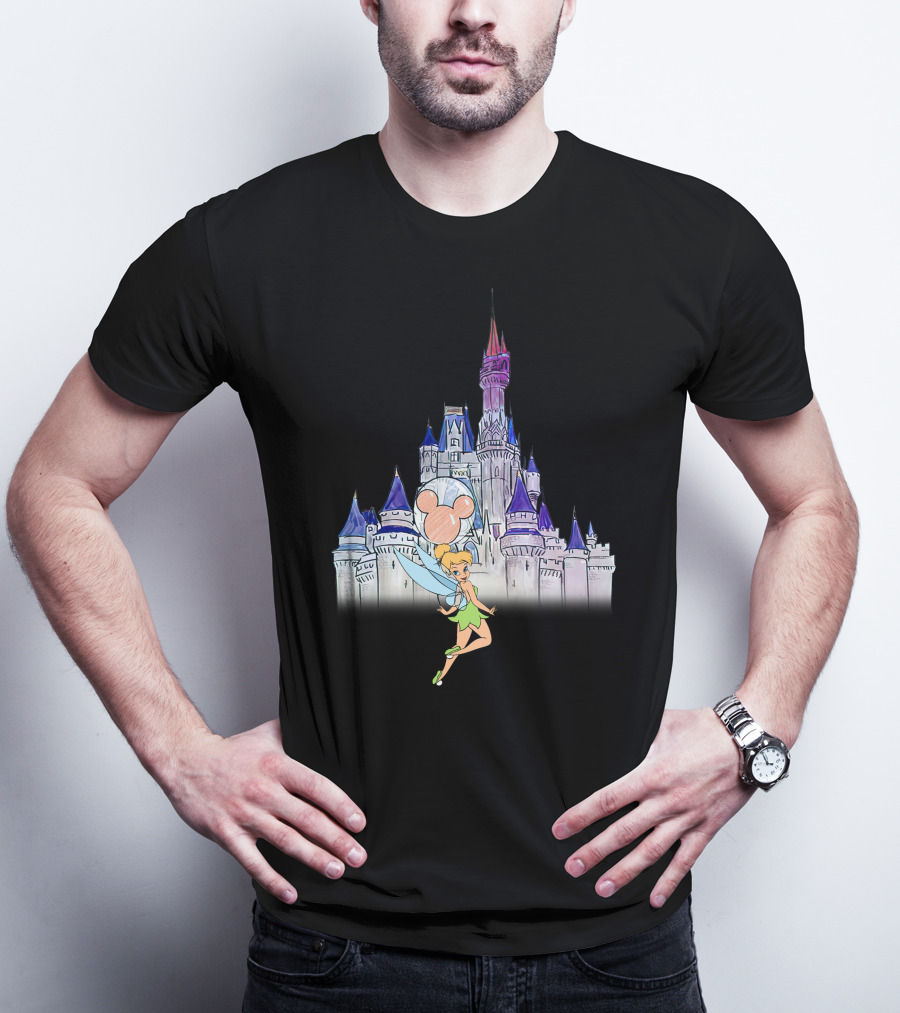 Tinker Bell At Disney Castle With Mickey Balloon T-Shirt