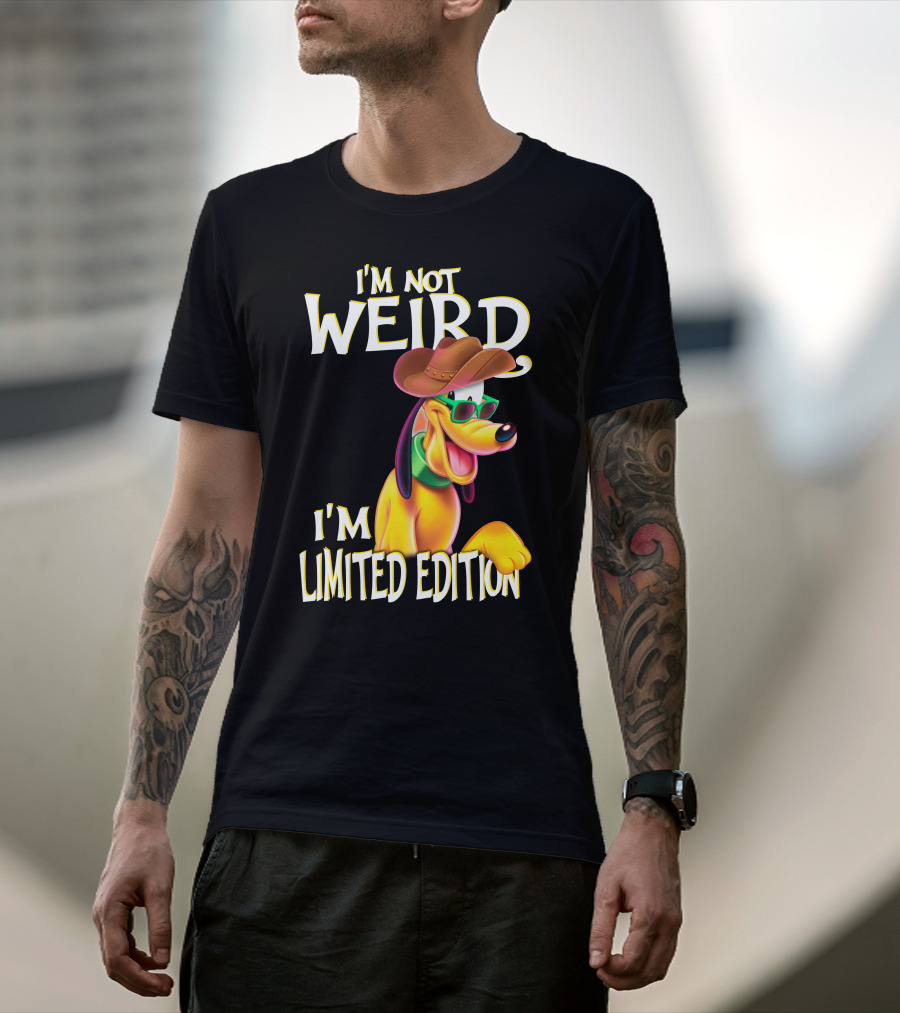 I'm Not Weird I'm Pluto Wearing Cowboy Hat And Sunglasses T-Shirt