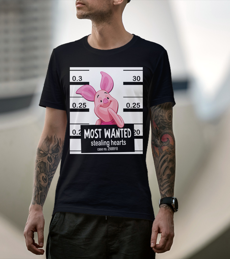 Most Wanted Piglet Stealing Hearts Mugshot Case No. 2568918 T-Shirt