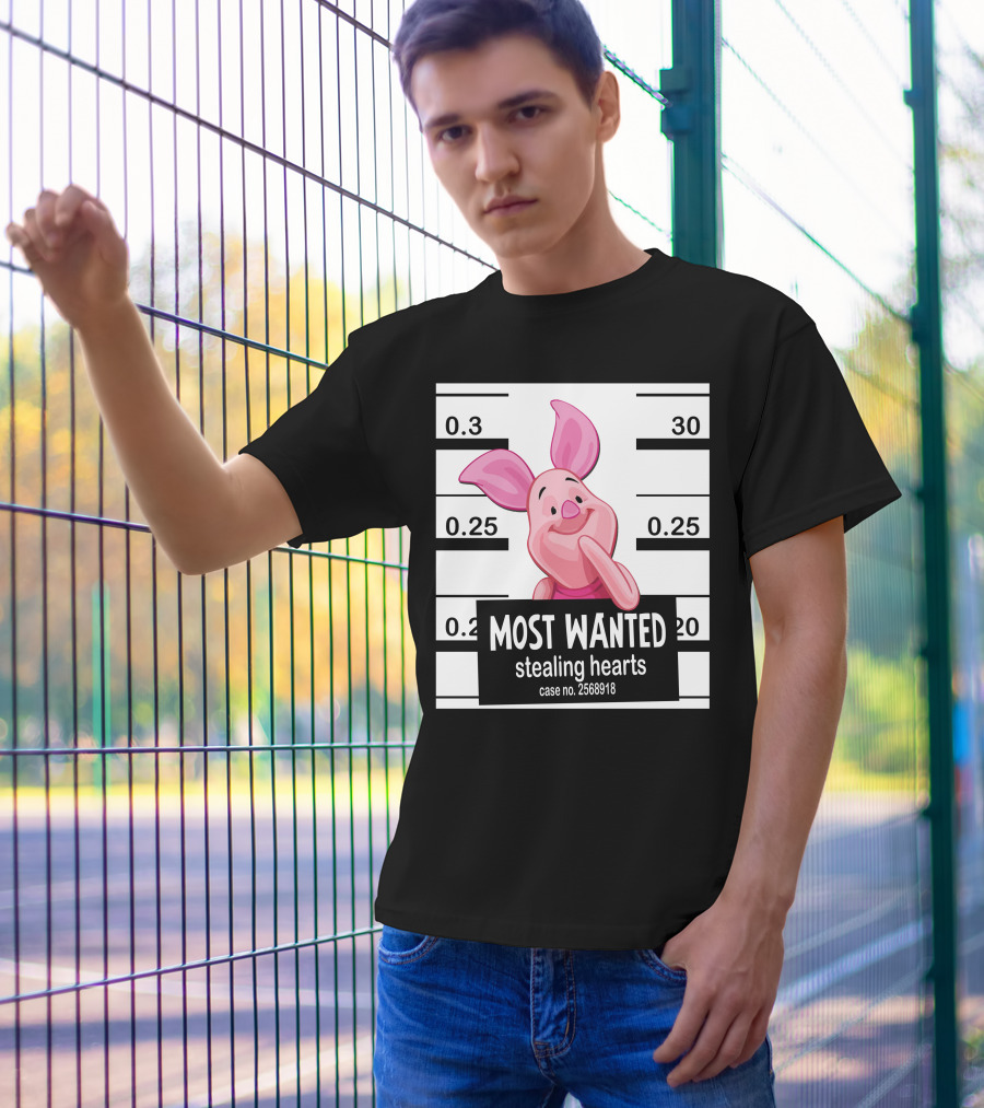 Most Wanted Piglet Stealing Hearts Mugshot Case No. 2568918 T-Shirt
