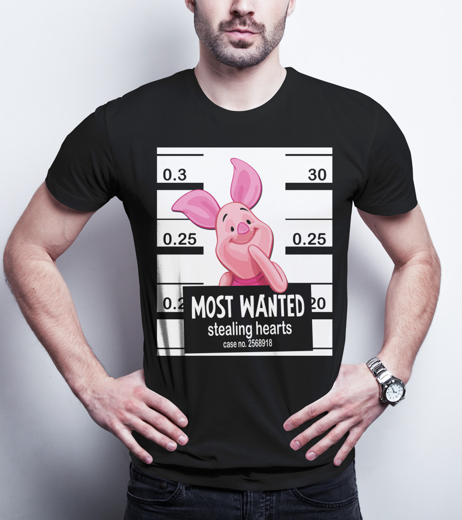 Most Wanted Piglet Stealing Hearts Mugshot Case No. 2568918 T-Shirt